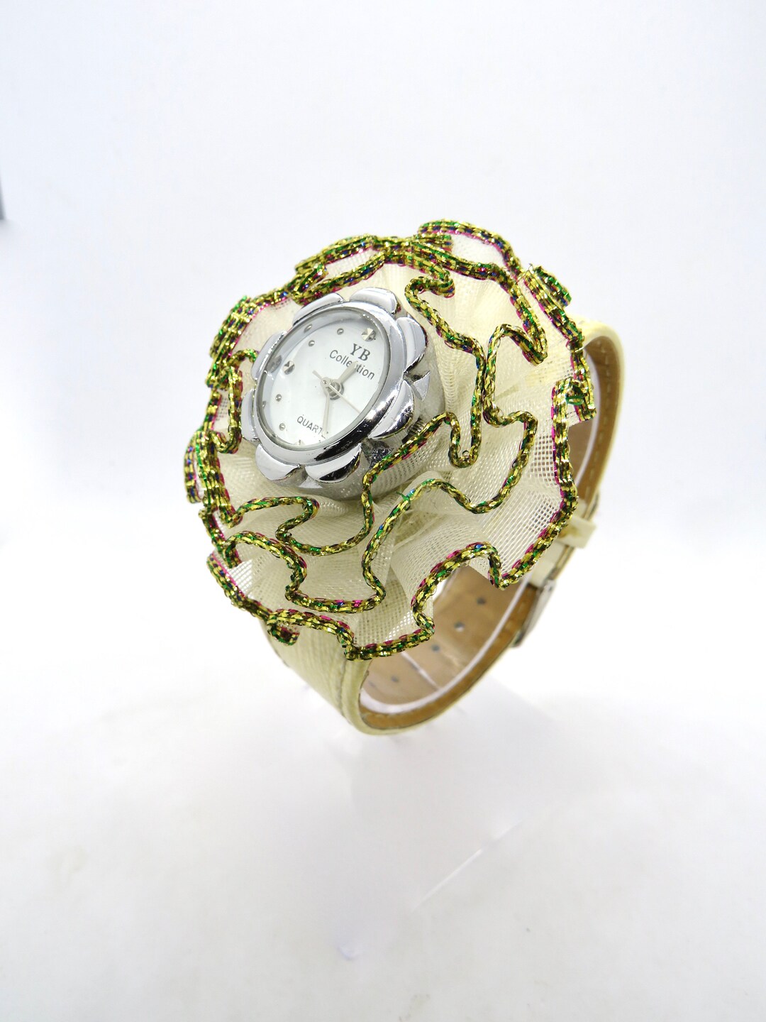 Vintage Watch / Lace Dress Watch / White Dial Quartz Watch / Ladies ...