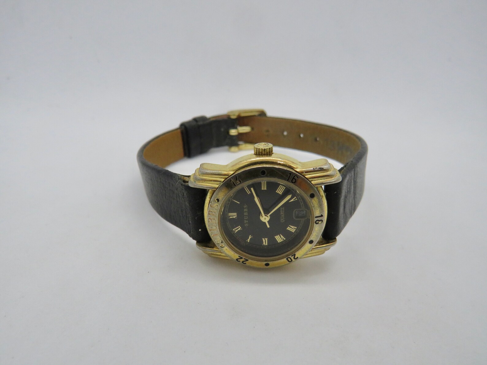 Vintage Watch / Stubbs Dress Watch / Black Dial Quartz Watch / Ladies ...