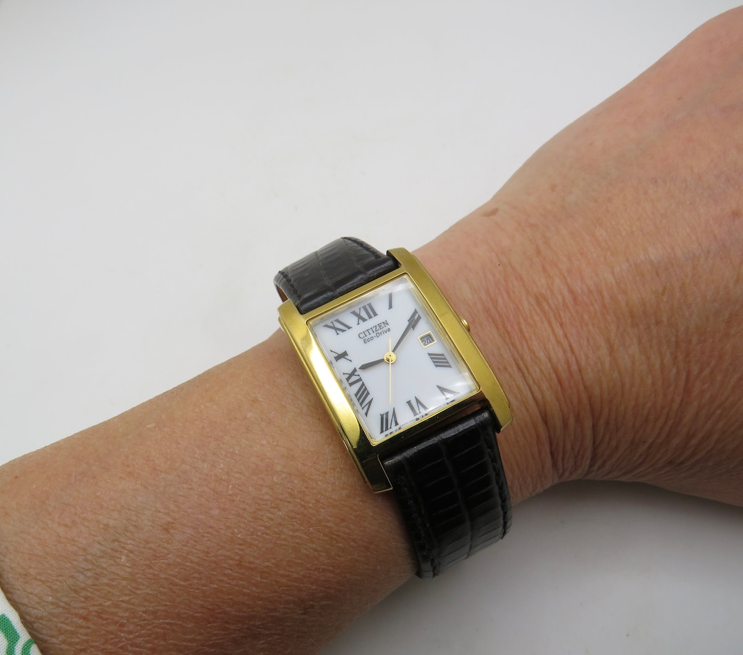 Vintage Watch / Citizen Rectangle Watch / Eco Drive Watch / Solar Watch ...