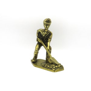 Vintage Brass Miner / Heavy Solid Brass Model Figure of A Coal Miner ...