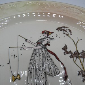 Royal Worcester Palissy Spode Embossed Art Deco Lady Plates 2x ...