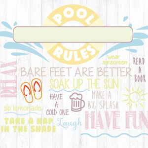 Pool Rules SVG File - Two Versions - Etsy