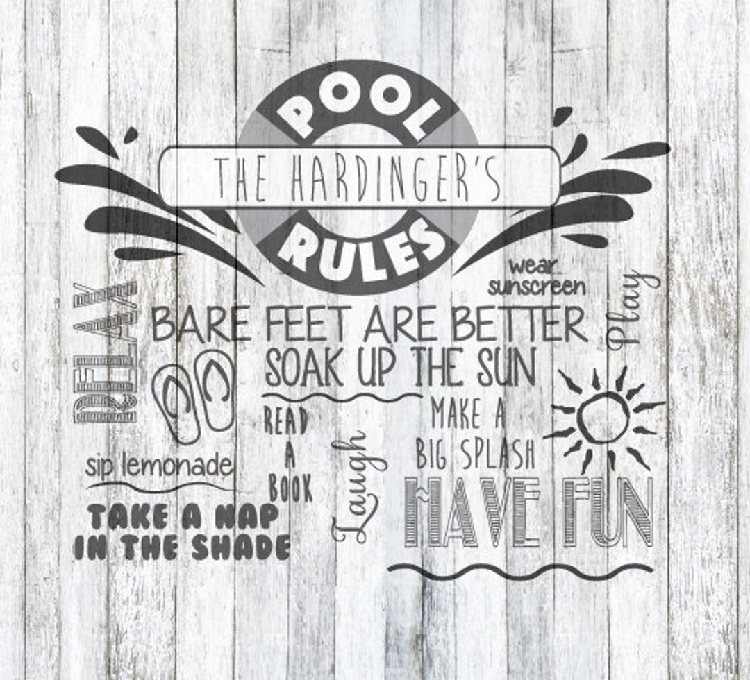 Pool Rules SVG File - Two Versions - Etsy
