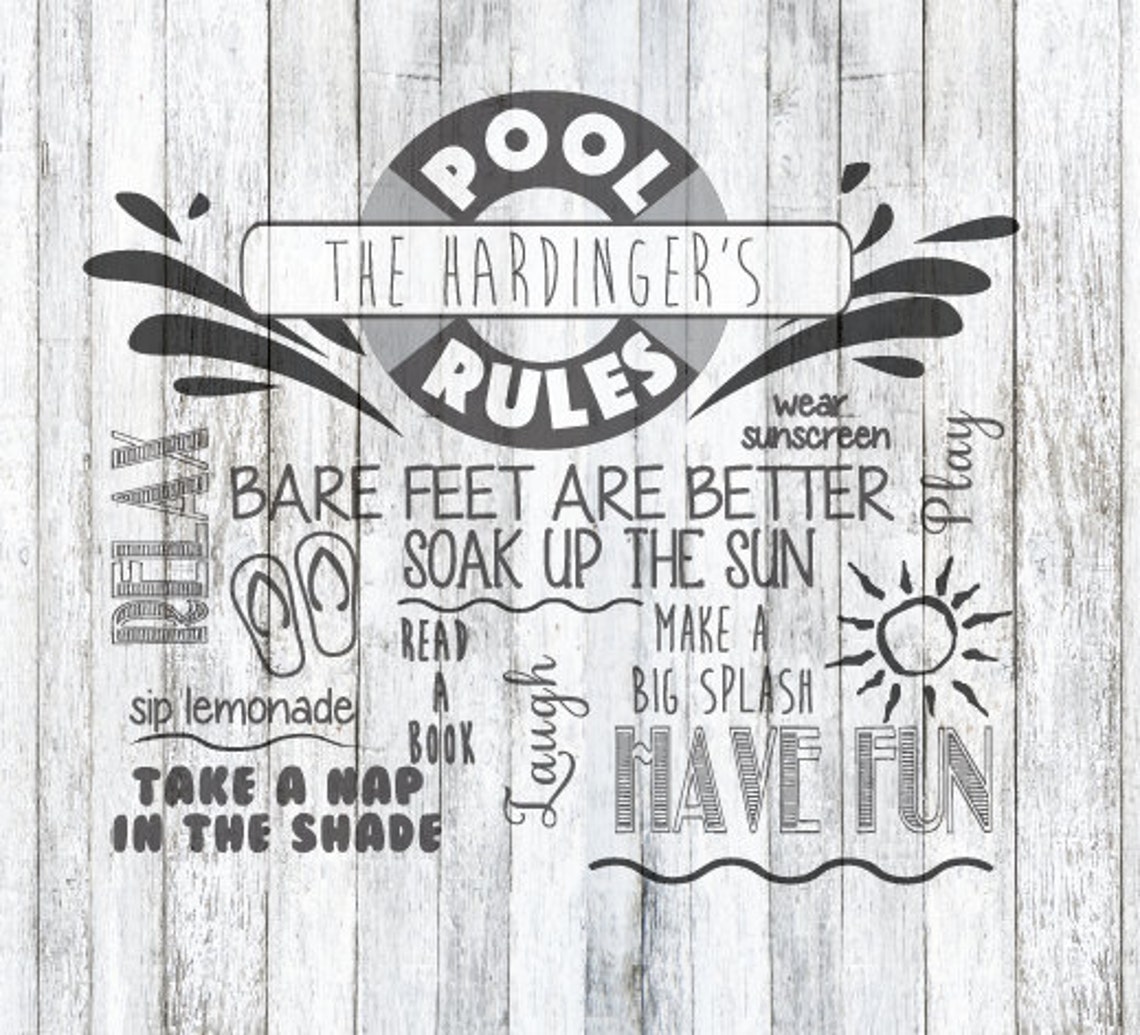 Pool Rules SVG File Two Versions | Etsy