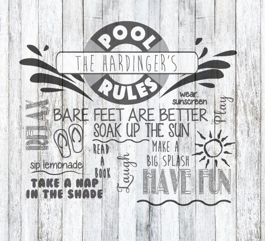 Pool Rules SVG File Two Versions | Etsy