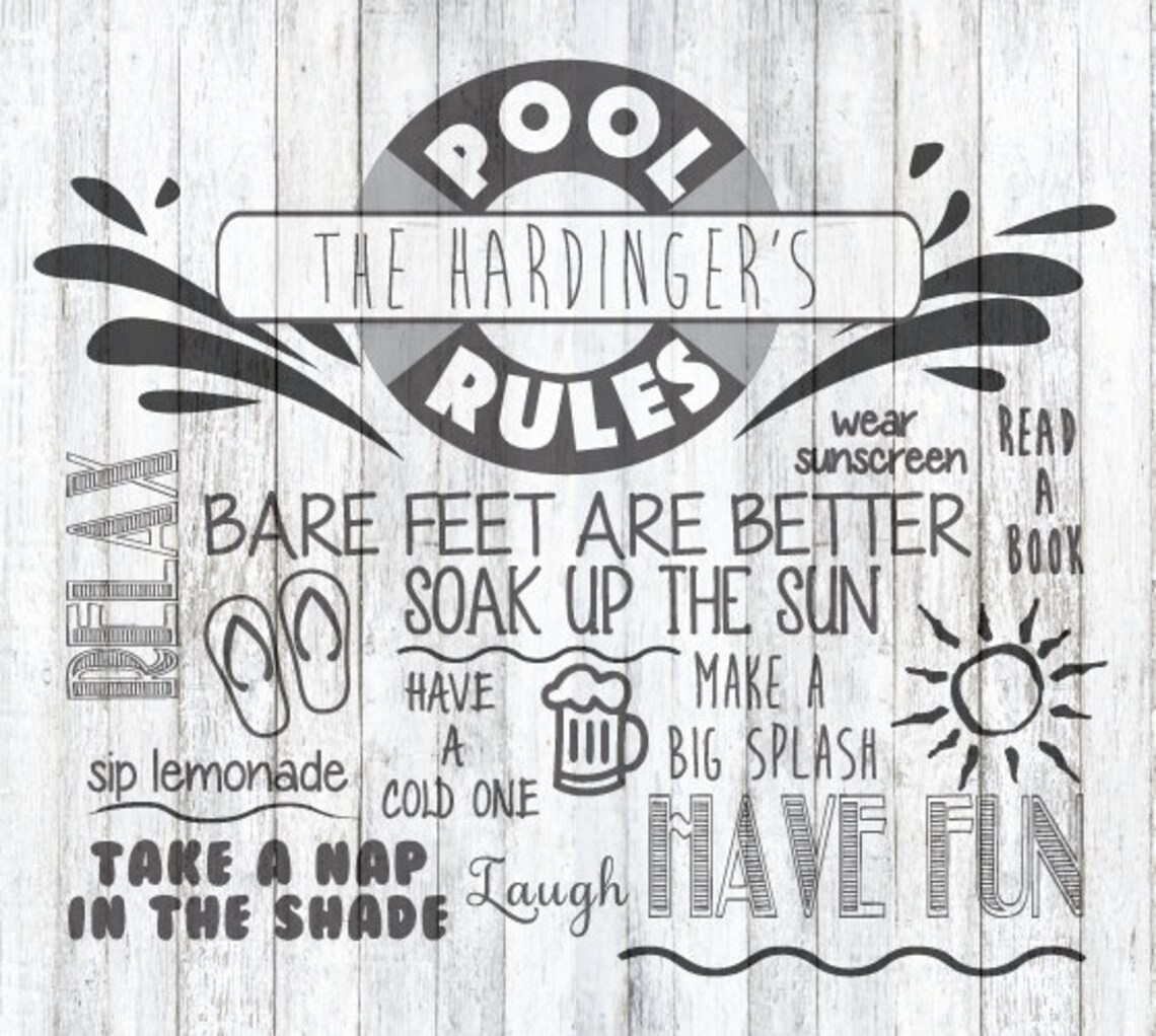 Pool Rules SVG File Two Versions | Etsy