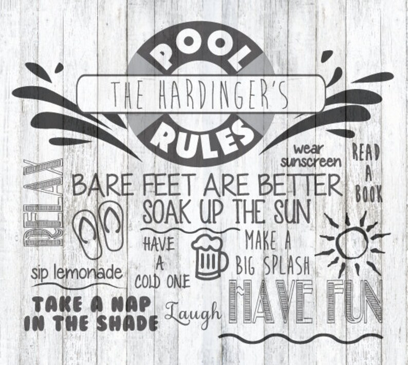 Pool Rules SVG File Two Versions | Etsy