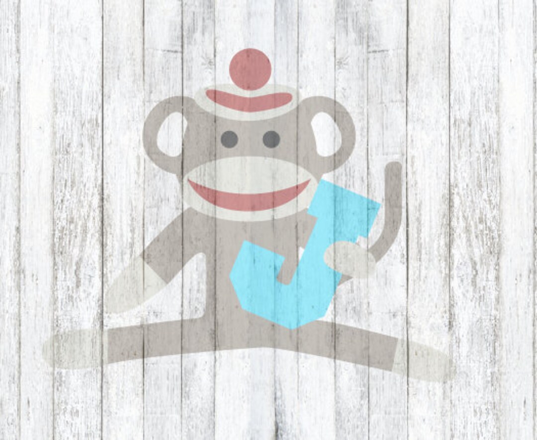 SVG Sock Monkey Initial - Etsy