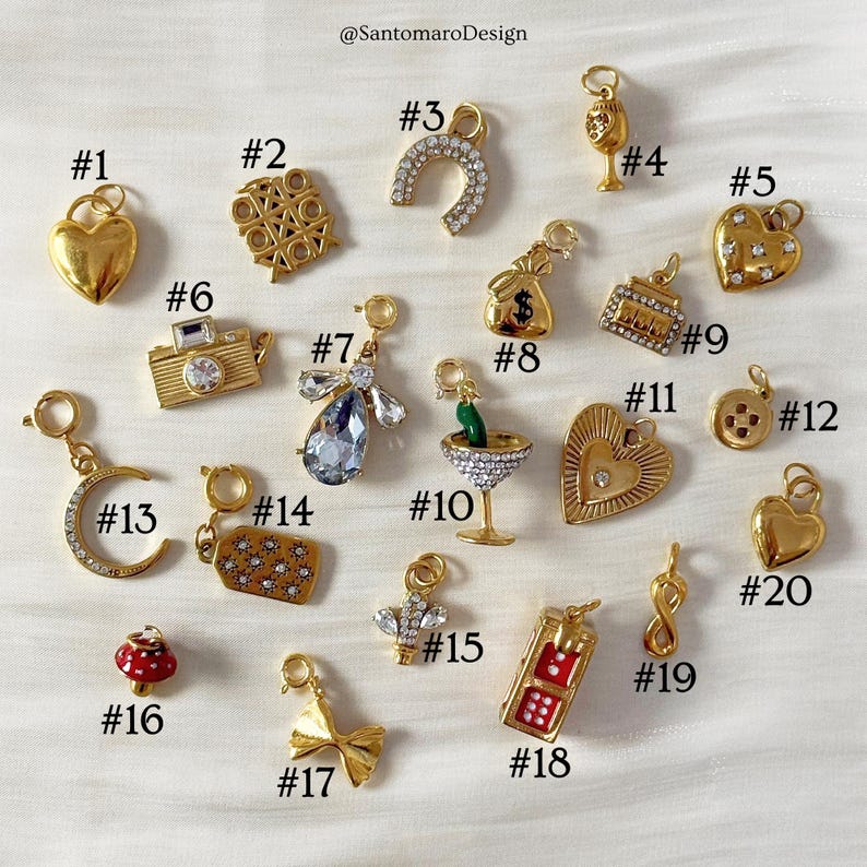 18K Gold Stainless Steel Charms | Cute Aesthetic Charms for Bracelets ...