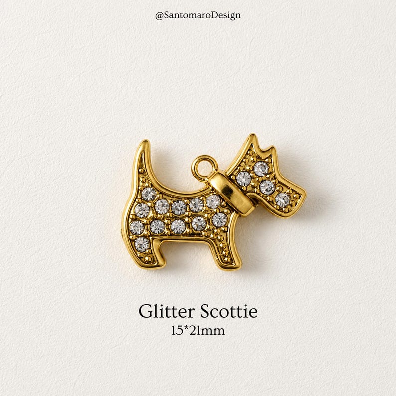 Gold Dog Charms, 18K Gold Plated Stainless Steel Puppy Charms With ...