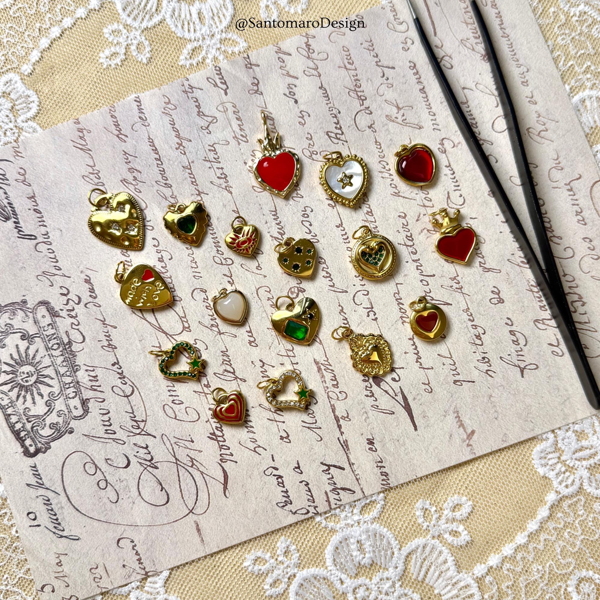 18K Gold Stainless Steel Heart Charms – Valentine Pendant Collection ...