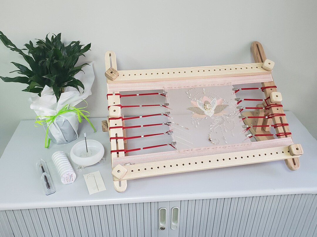 Tambour Embroidery Kit - Frame, Stand, Tambour Hook, Spinner Beads 19.5 ...