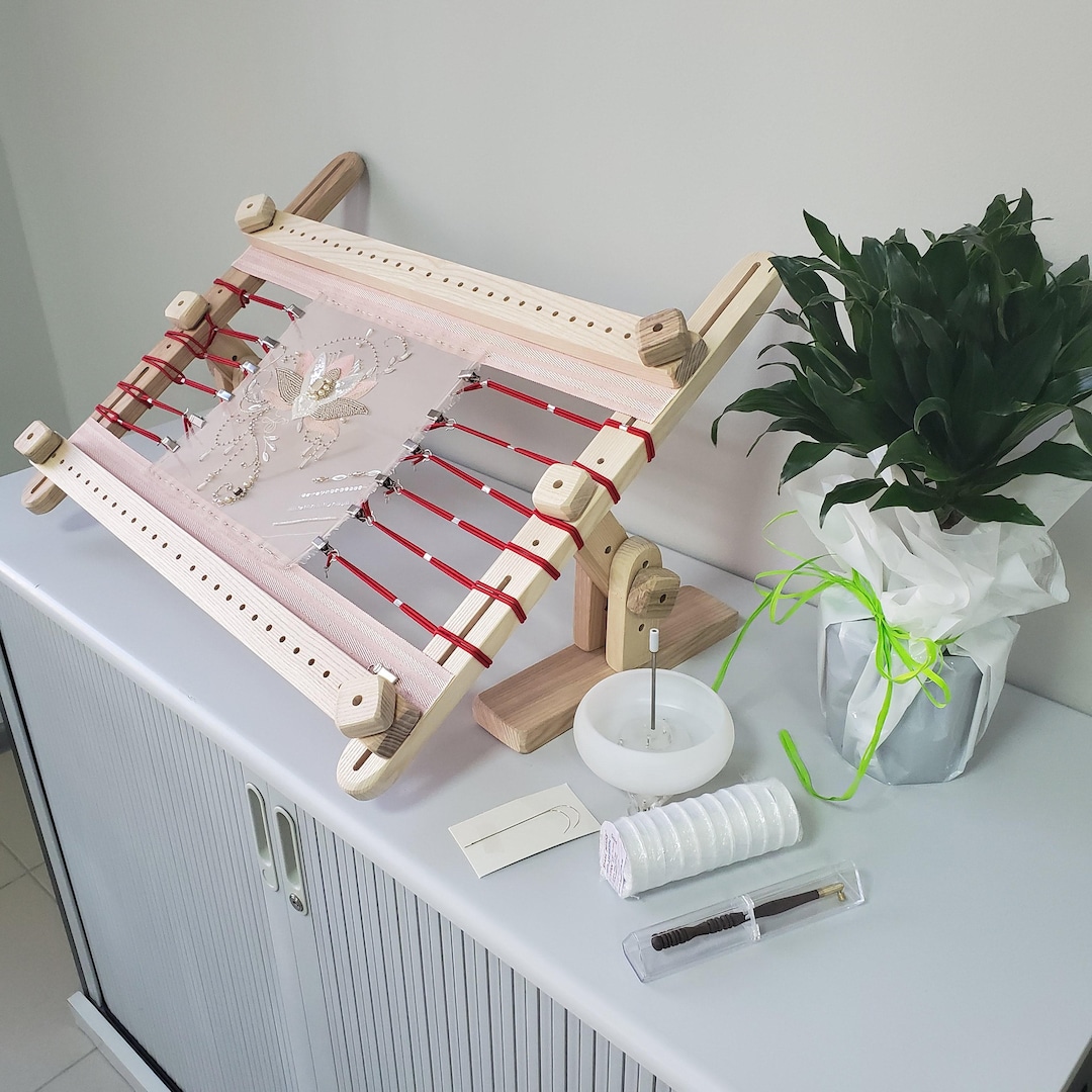 Tambour Embroidery Starter Kit - Wood Slate Frame 32" & Table Stand ...