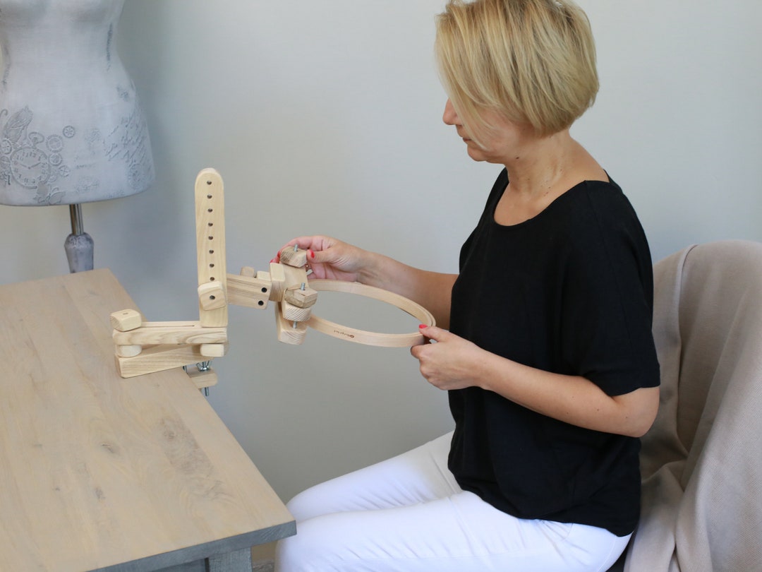 Embroidery Stand for Hoop, Wooden Table Frame Hoop Holder With ...