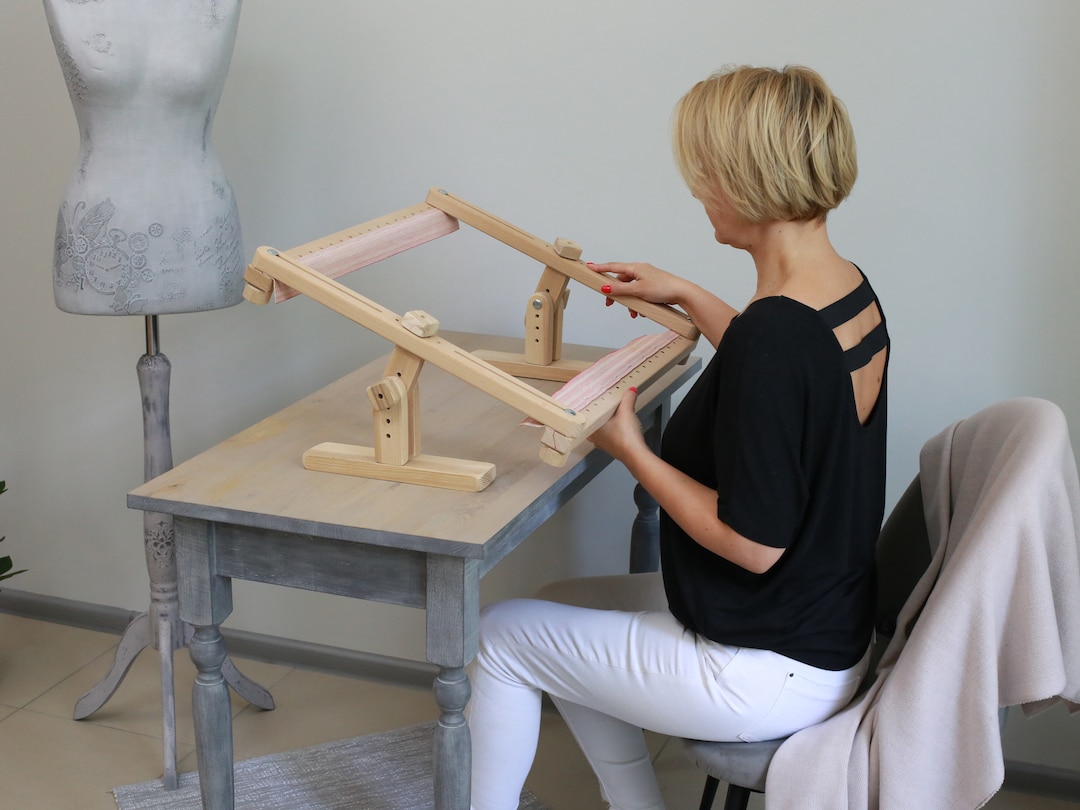 Tambour Embroidery Frame 2420 60cm-53cm Stand, Wood Cross Stitch Holder ...