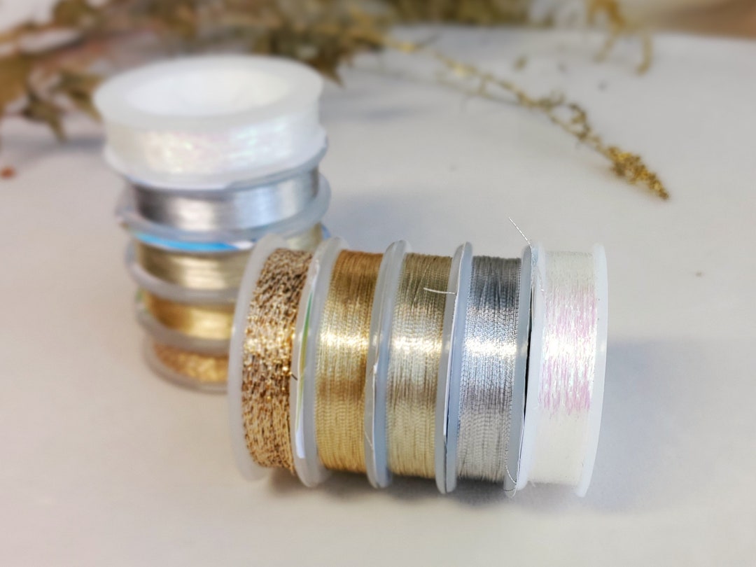 Metal Embroidery Threads 5 Spools for Beading Gold, Silver Sequin ...