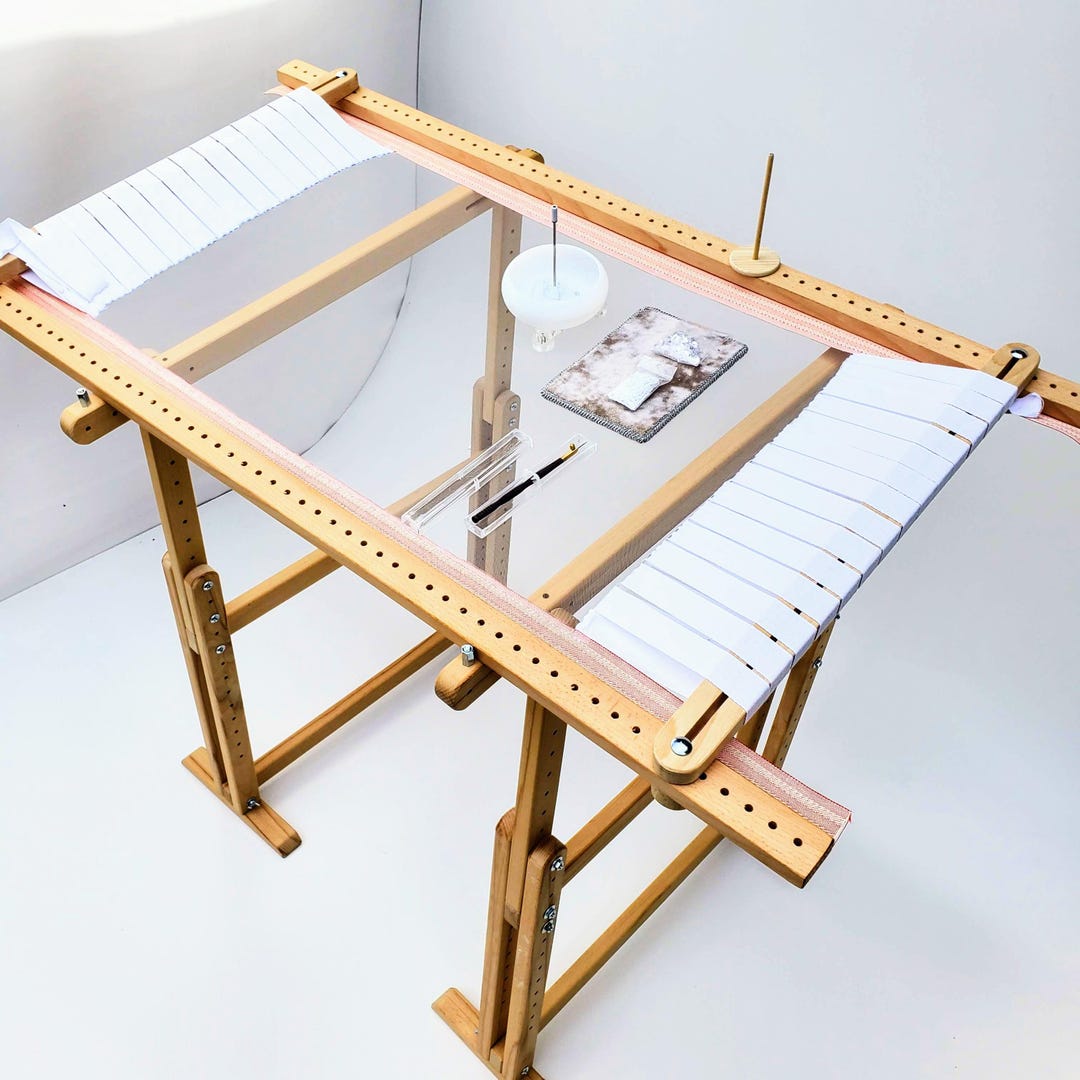 Tambour Kit - Frame & Trestle 55" (140cm) Wood Embroidery Stand Table ...