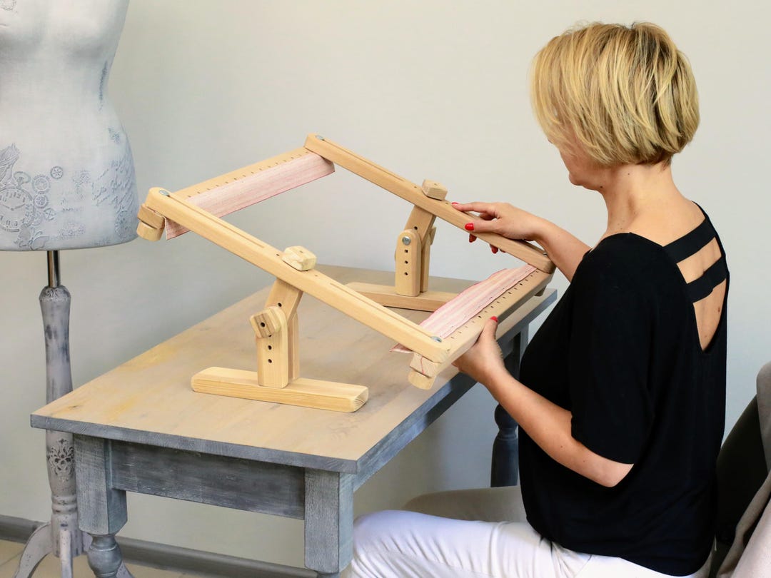 Tambour Embroidery Frame 24"-19.5" (60cm-50cm) With Lap Stand, Wood ...