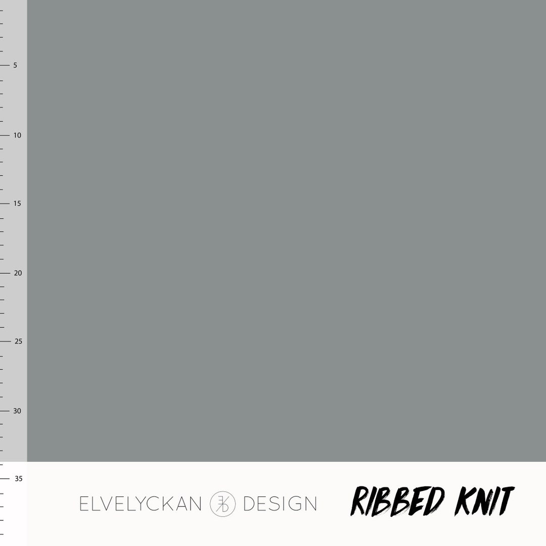 1/8 Yard Organic Cotton Rib, 2x2 Rib Opened, GREY RIB, Elvelyckan ...