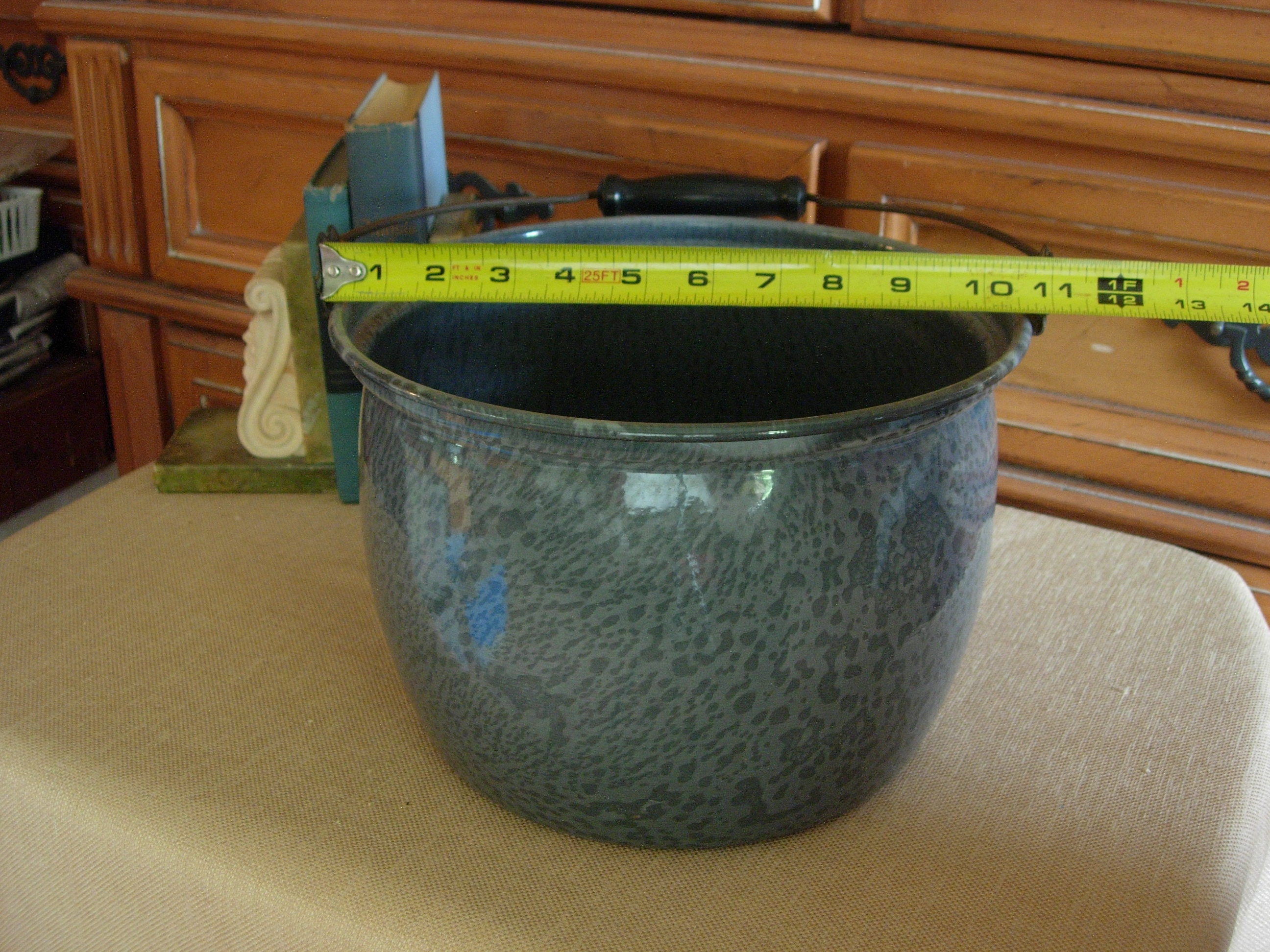 Antique Mottled Gray Enamel Soup Kettle - Etsy