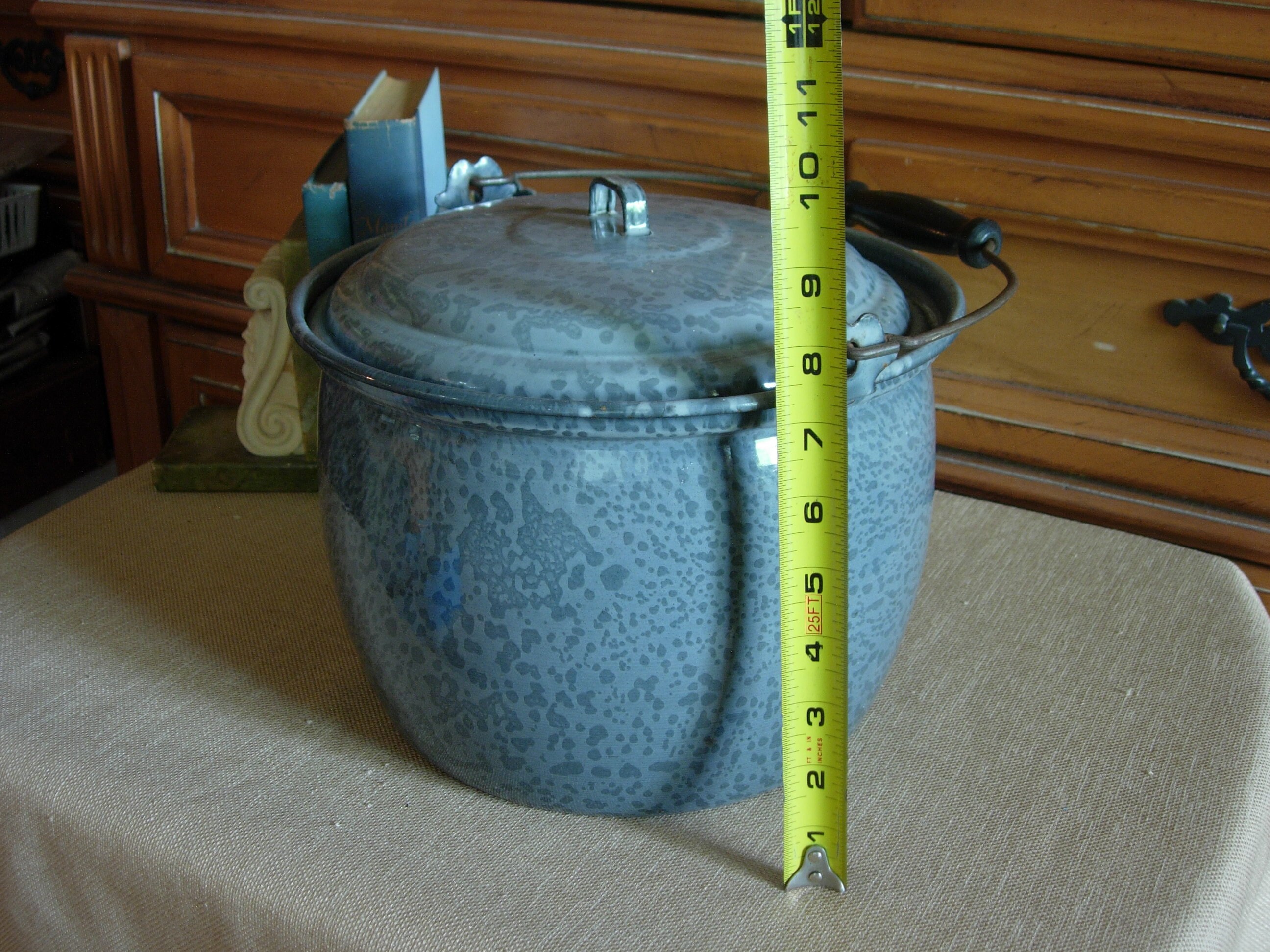 Antique Mottled Gray Enamel Soup Kettle - Etsy