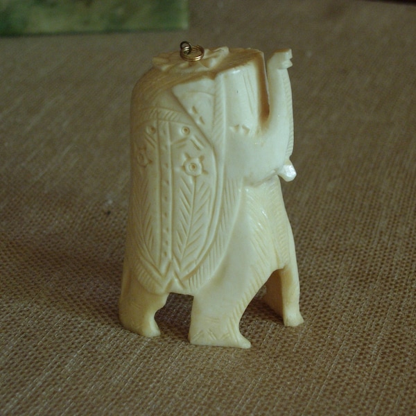 Carved Ivory Bone Elephant Necklace - Etsy