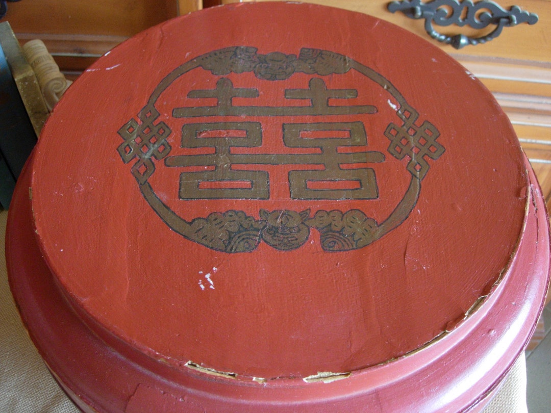 Antique Chinese Chinoiserie Red Lacquered Box - Etsy