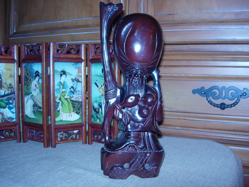 Shou Lao Xing Chinese God of Longevity Hand Carved Rose Wood - Etsy