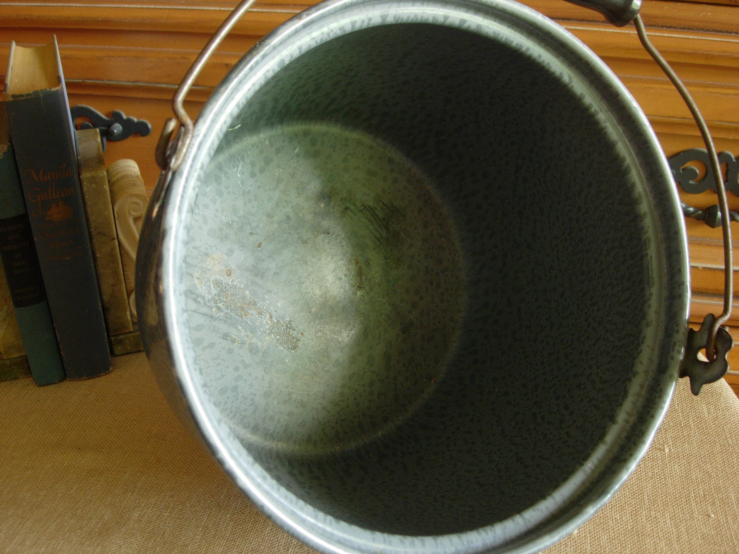 Antique Mottled Gray Enamel Soup Kettle - Etsy