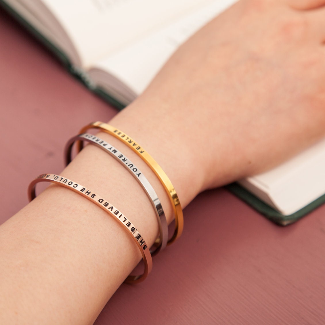 Fearless Bracelet, Be Brave Bracelet, Mantra Bracelet, Strength Gift ...