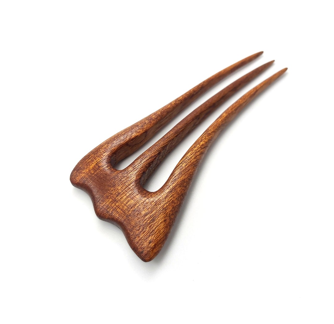 Redwood 3-prong Hair Fork: Handmade Wooden Hair Pin - Etsy