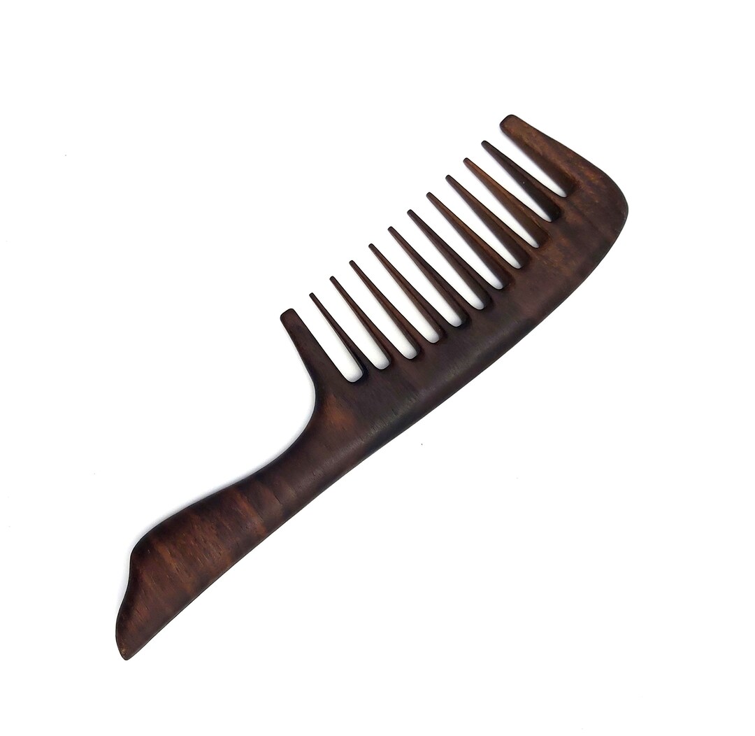 Handmade Walnut Wood Comb: Wide Tooth, Curly Hair, Anti-static - Etsy