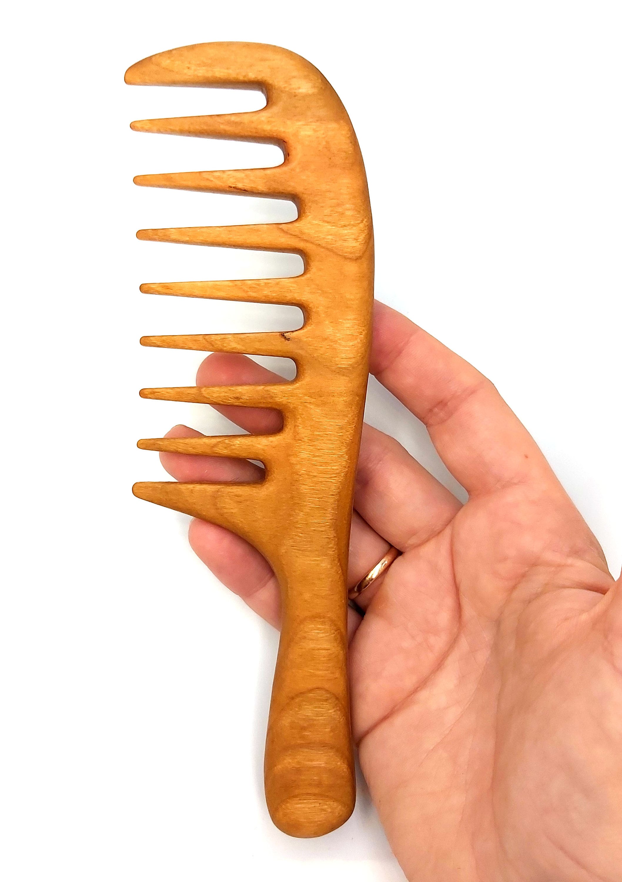 Wide Tooth Curly Hair Cherry Wood Comb Wood Comb Handmade - Etsy