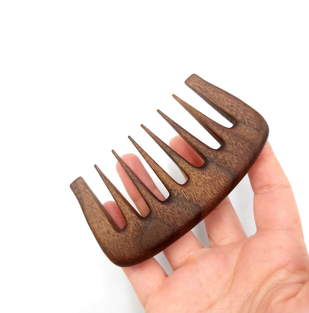 Wide Tooth Pocket Comb for Curly Hair, Walnut Wood Brush, Natural ...