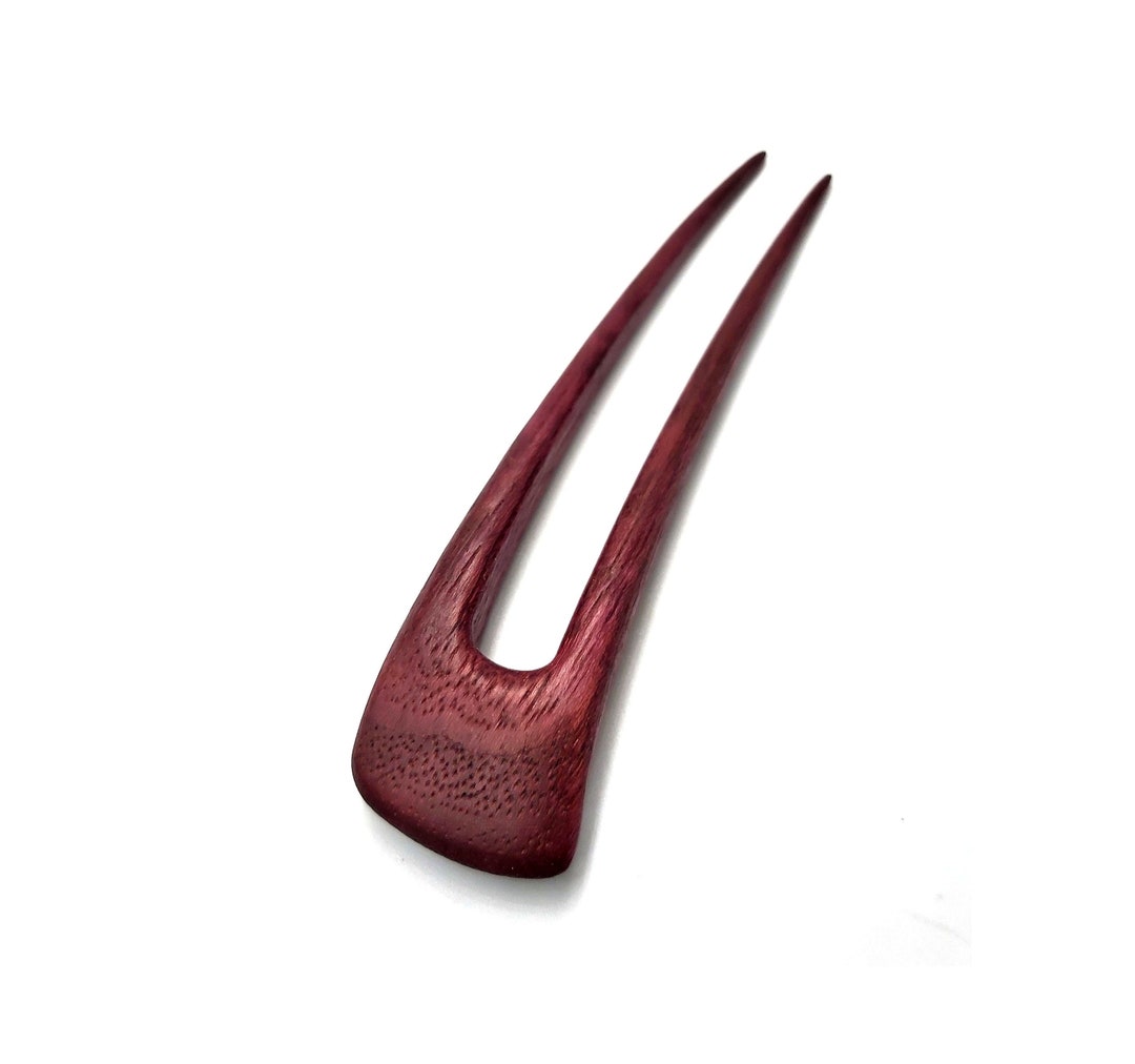Amaranth Wood Hair Fork: 2-prong Wooden Hair Pin - Etsy