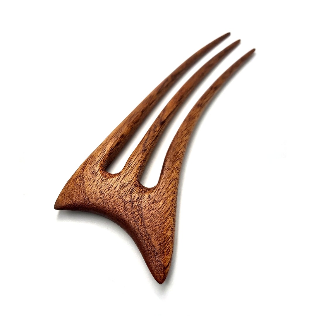 Redwood Wood Hair Fork / 3 Prong Hair Fork / Wooden Hair Fork / Wooden ...