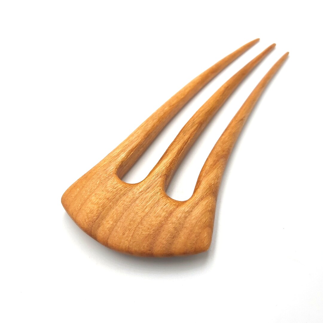 Cherry Wood Hair Fork: 3-prong Wooden Hair Pin - Etsy