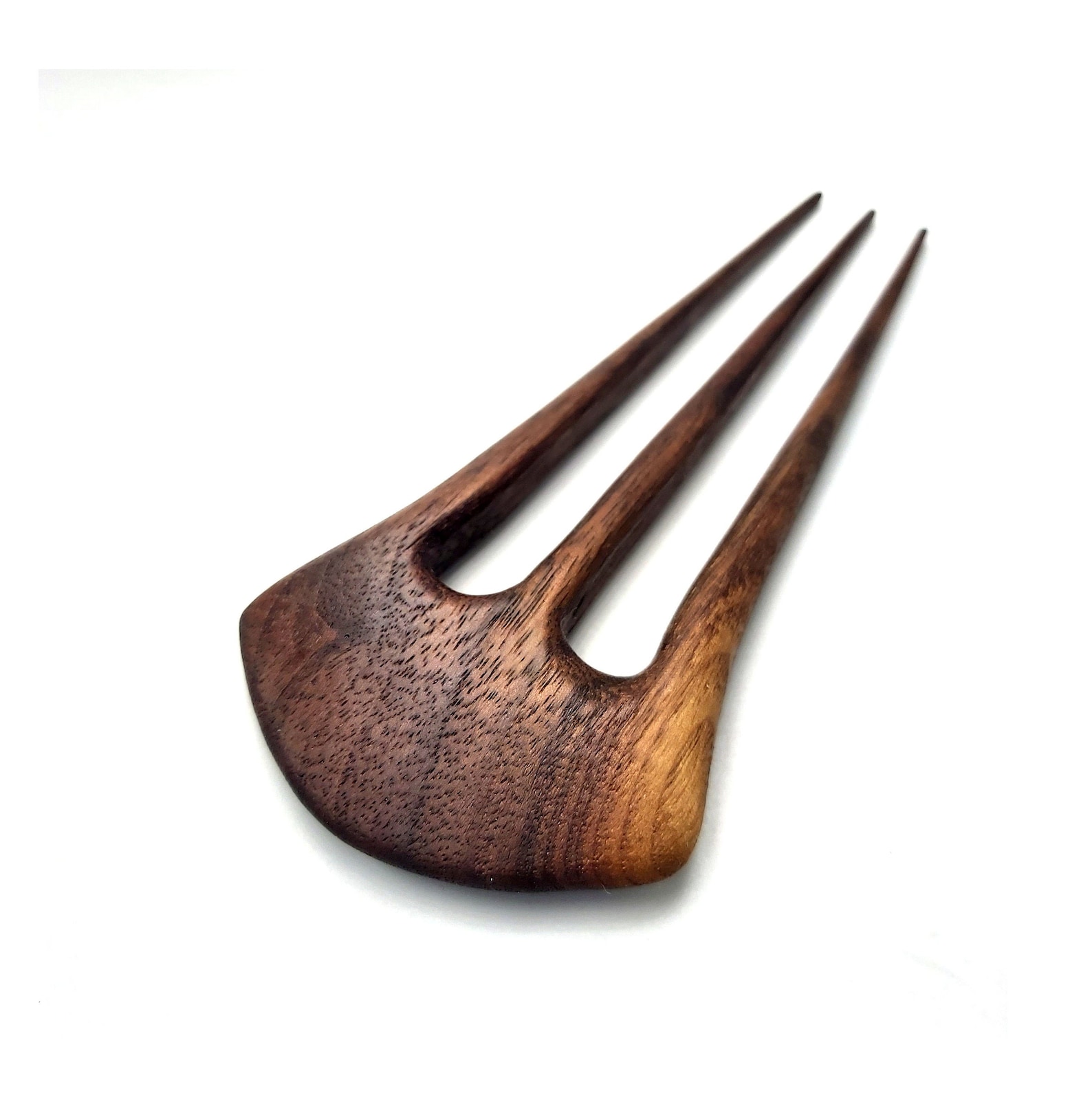 Walnut Hair Fork / 3 Prong Hair Fork / Wooden Hair Pin / Hair | Etsy