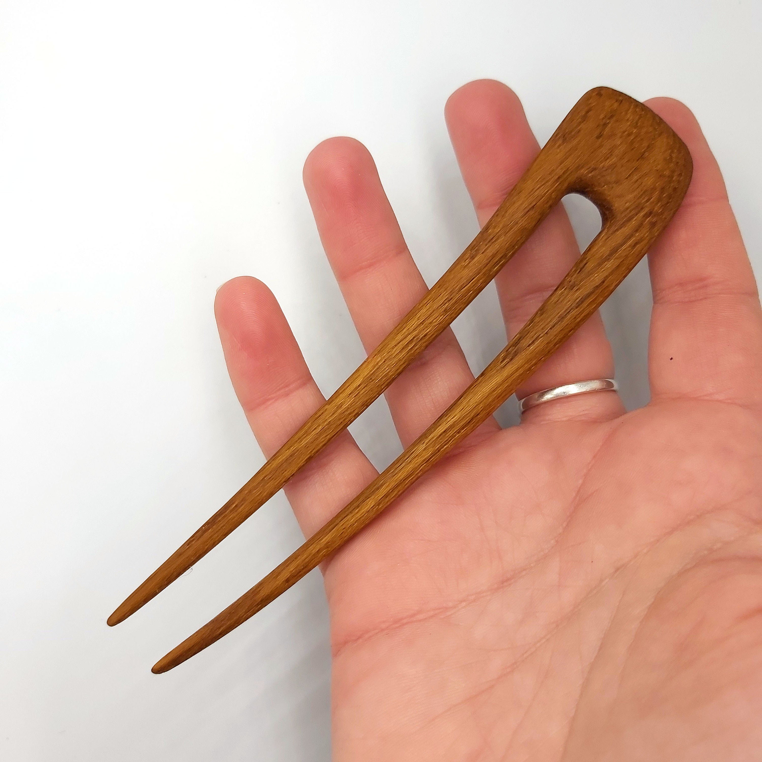 Teak Wood Hair Fork / 2 Prong Hair Fork / Wooden Hair Fork / - Etsy