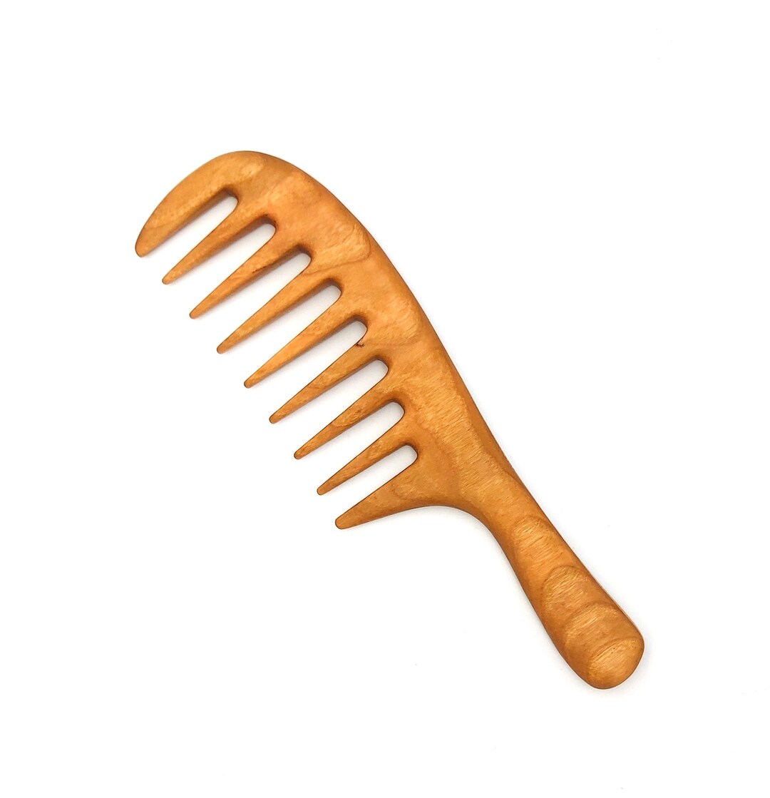 Wide Tooth Curly Hair Cherry Wood Comb Wood Comb Handmade Comb Healthy ...