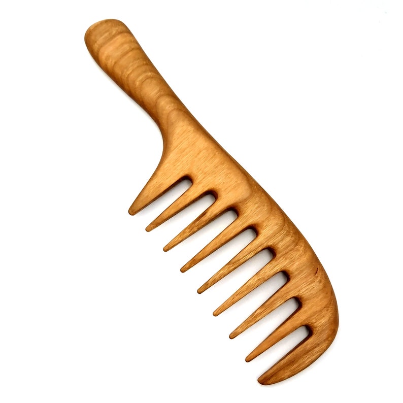 Wide Tooth Curly Hair Cherry Wood Comb Wood Comb Handmade - Etsy