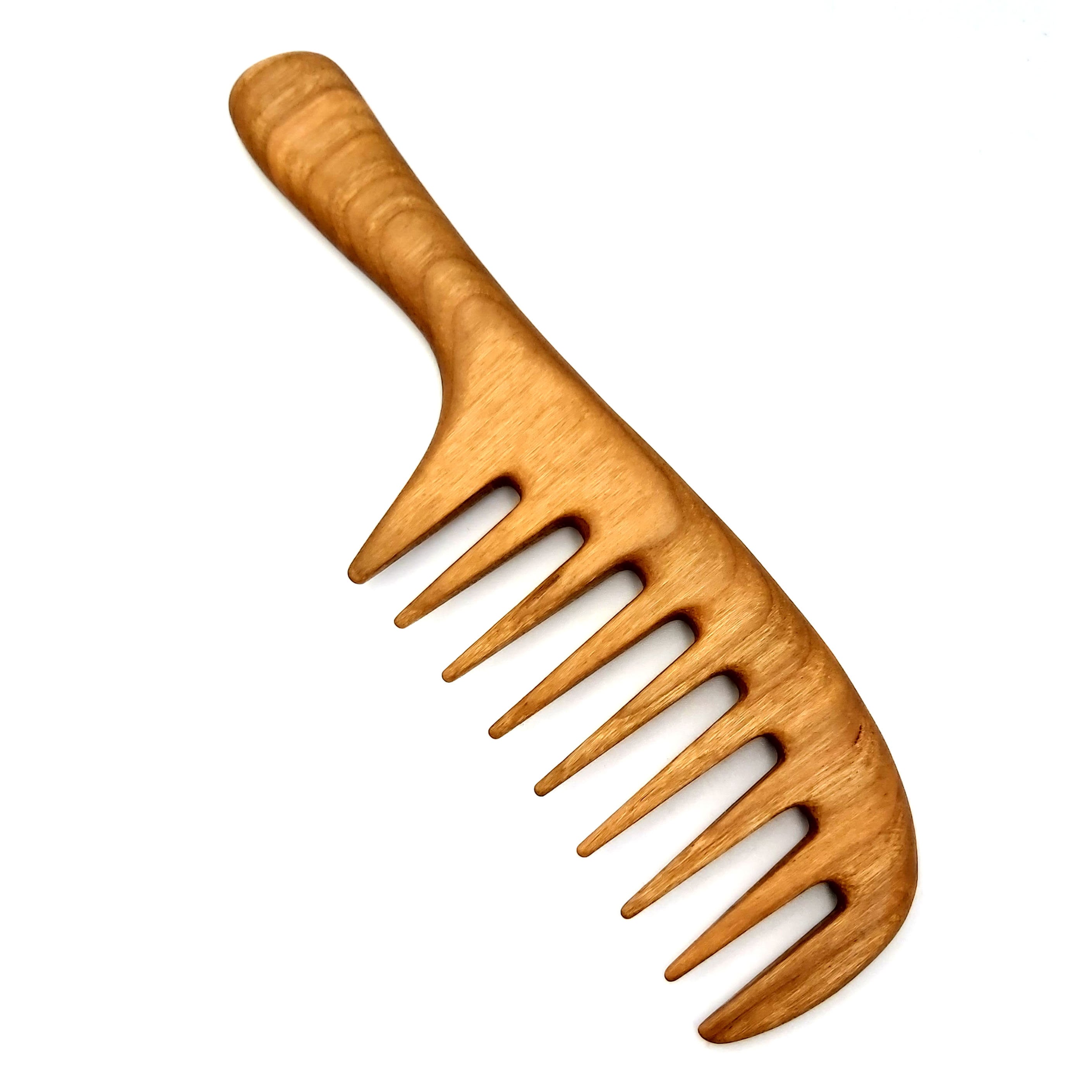 Wide Tooth Curly Hair Cherry Wood Comb Wood Comb Handmade - Etsy