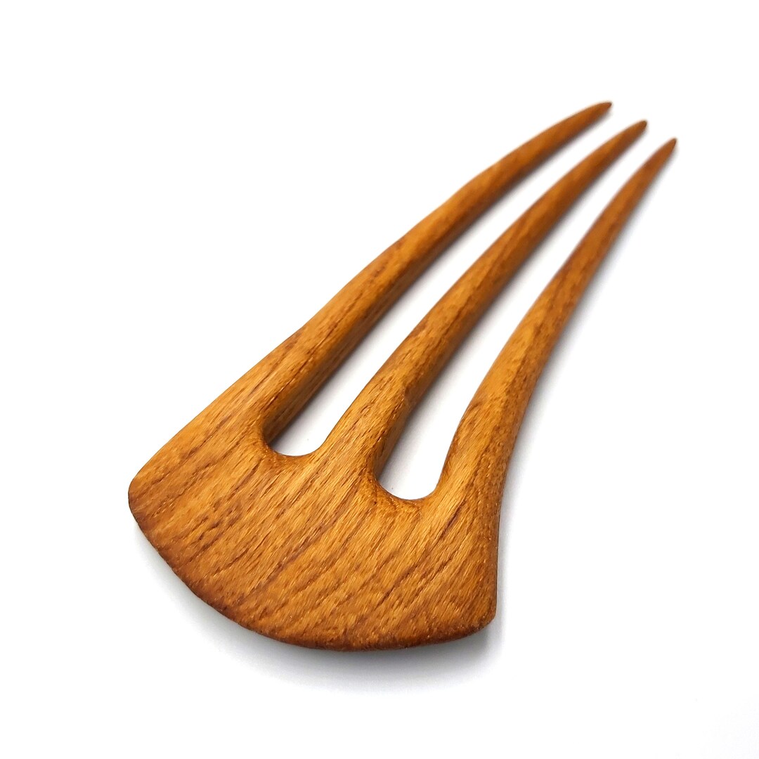 Big Teakwood Hair Fork / 3 Prong Hair Fork / Wooden Hair Fork / Wooden ...