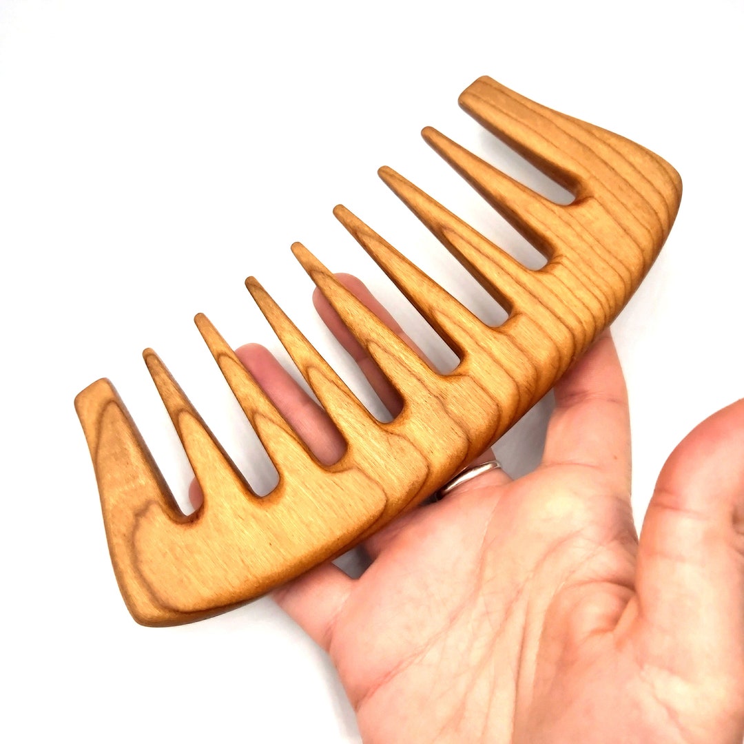 Handmade Cherry Wood Wide Tooth Comb: Natural Curly Hair Detangler - Etsy