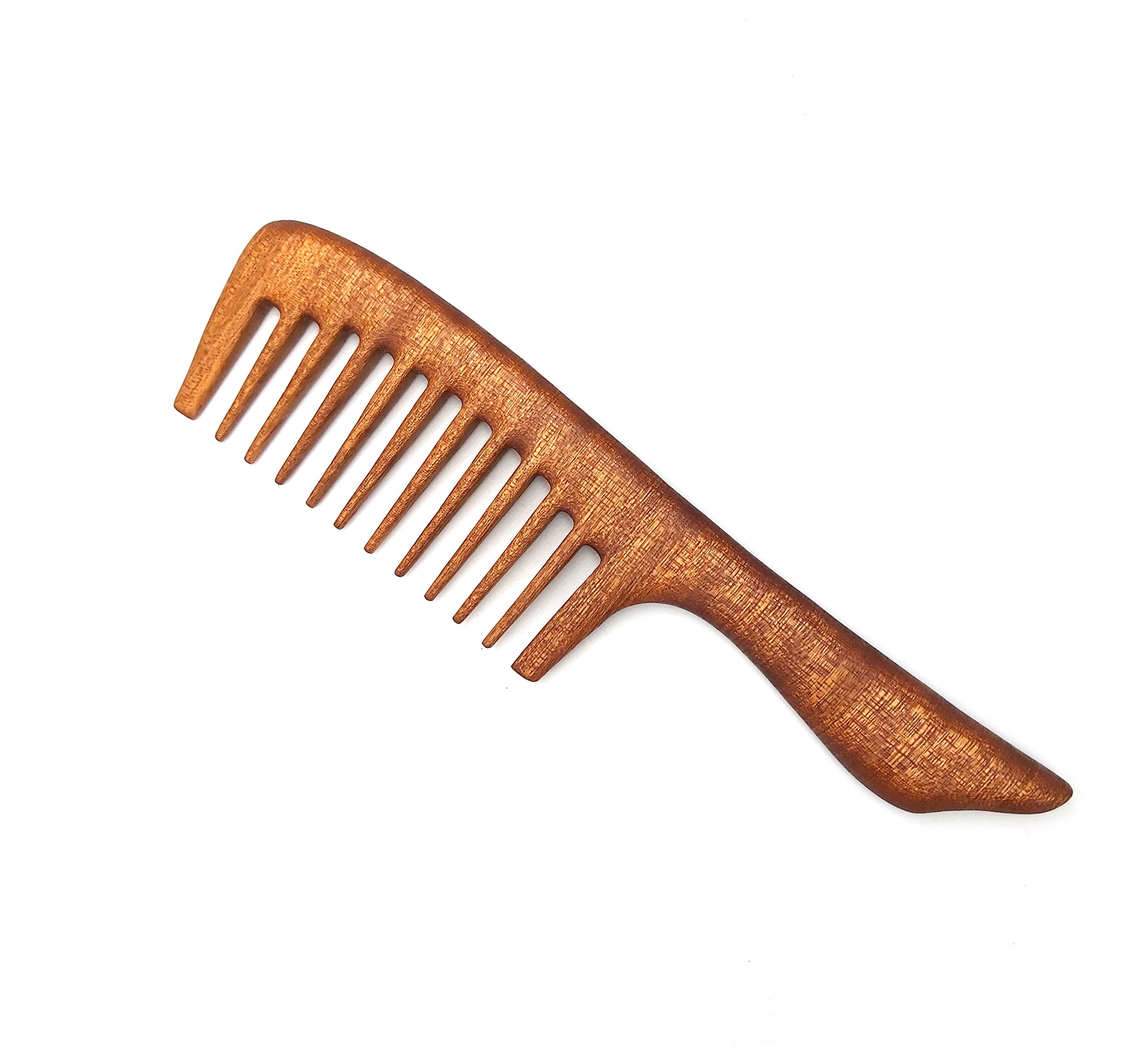 Wide tooth curly hair redwood comb Wood Comb Handmade Comb | Etsy