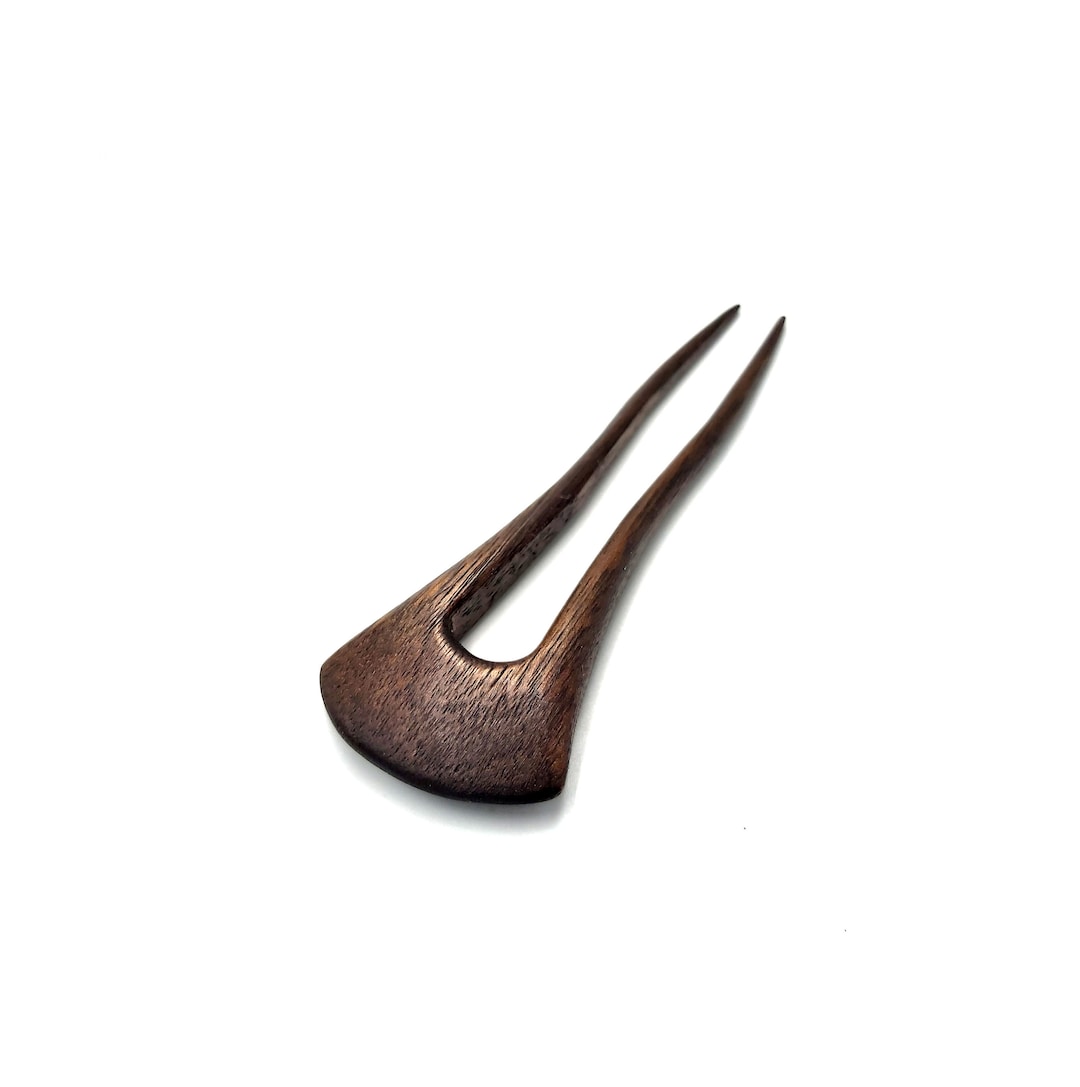 2 Prong Wooden Walnut Hair Fork / Wedding Hair Fork / Wooden Hair Pin ...