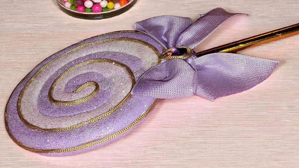 12" Candyland Whimsical Glitter Purple Lavender White & Gold Glam Fake ...