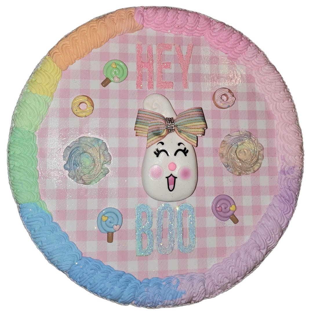 12" Summerween Halloween Pinkoween Ghost Hey Boo Candyland Pastel Frost ...