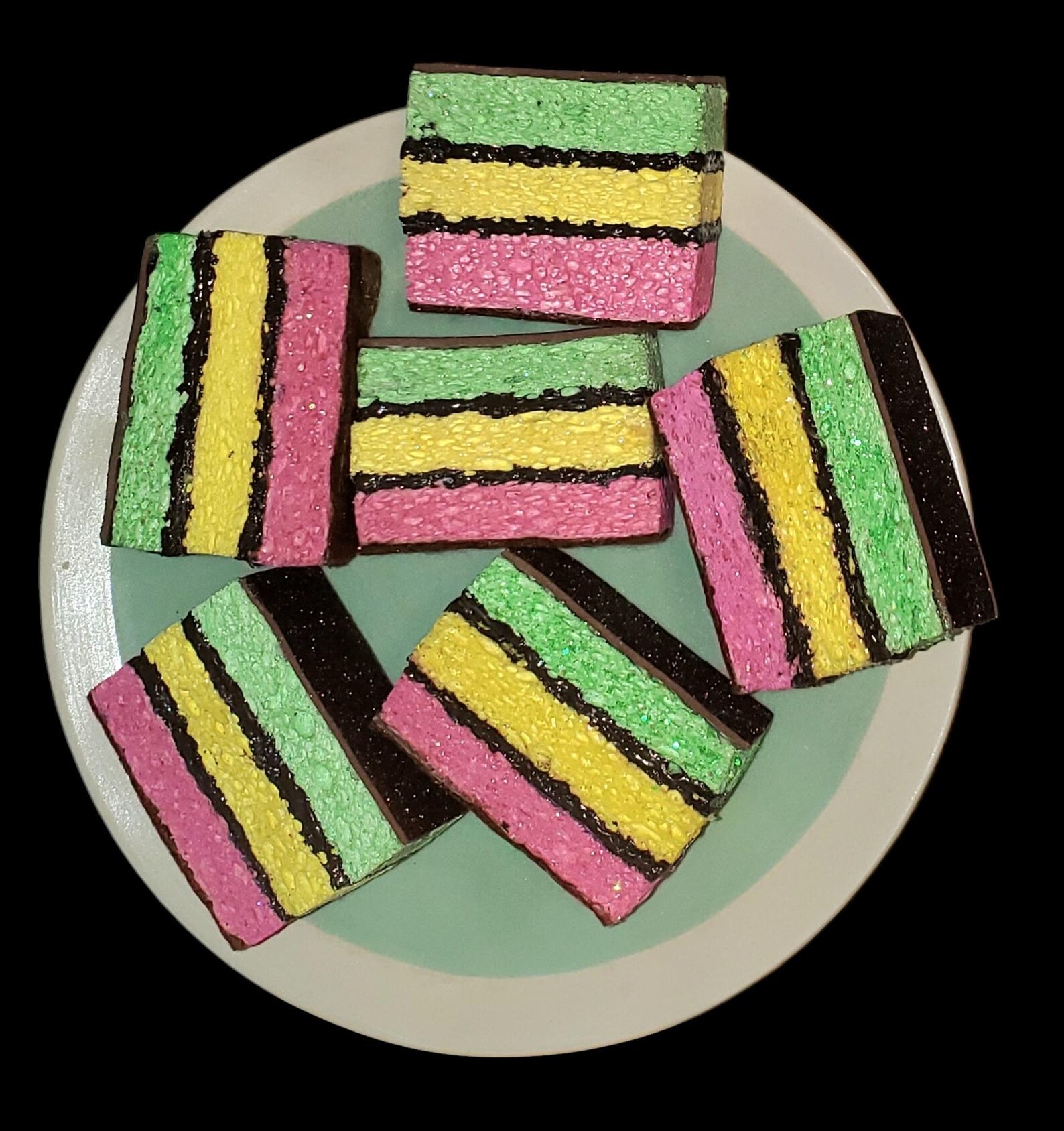 Set of 3 Handmade Fake Bake Faux Italian Rainbow Cookies Pink Green ...