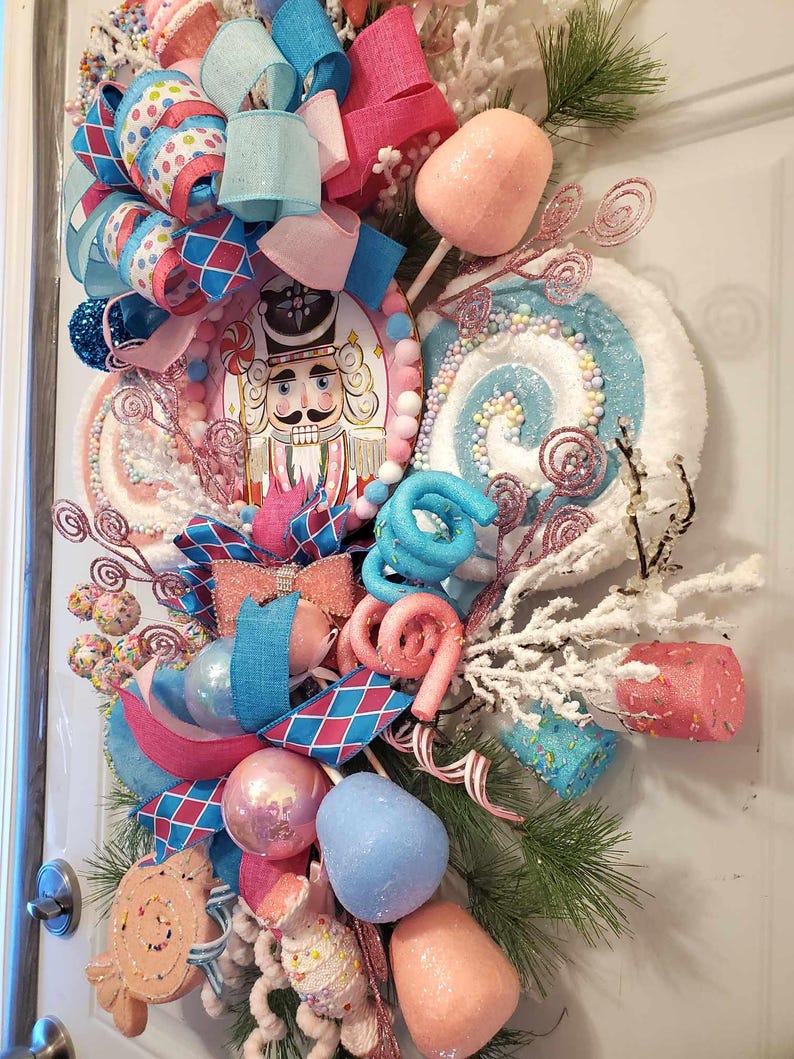 Whimsical XL Candy Land Sweets Pastel Nutcracker Pink Blue Swag Huge 35 ...